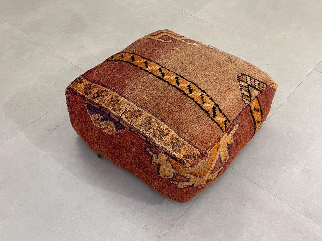 Morocco Kilim Pouf, Outdoor Furniture Pouf, Vintage Moroccan Ottoman ...