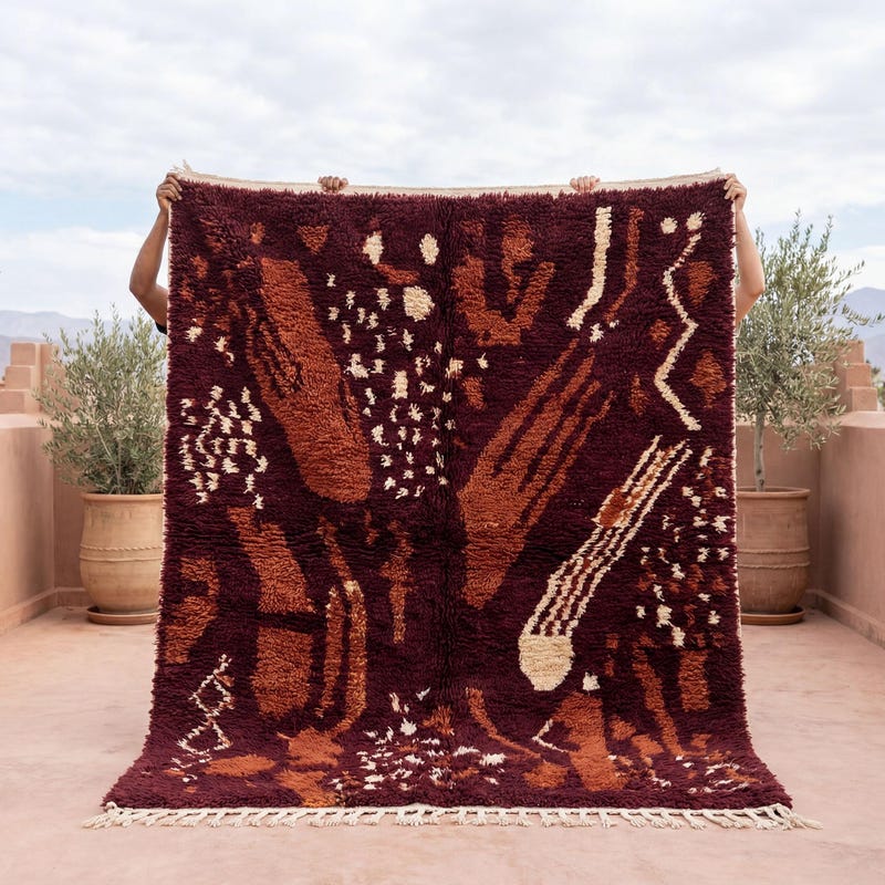 Burgundy Abstract Rugs - Etsy