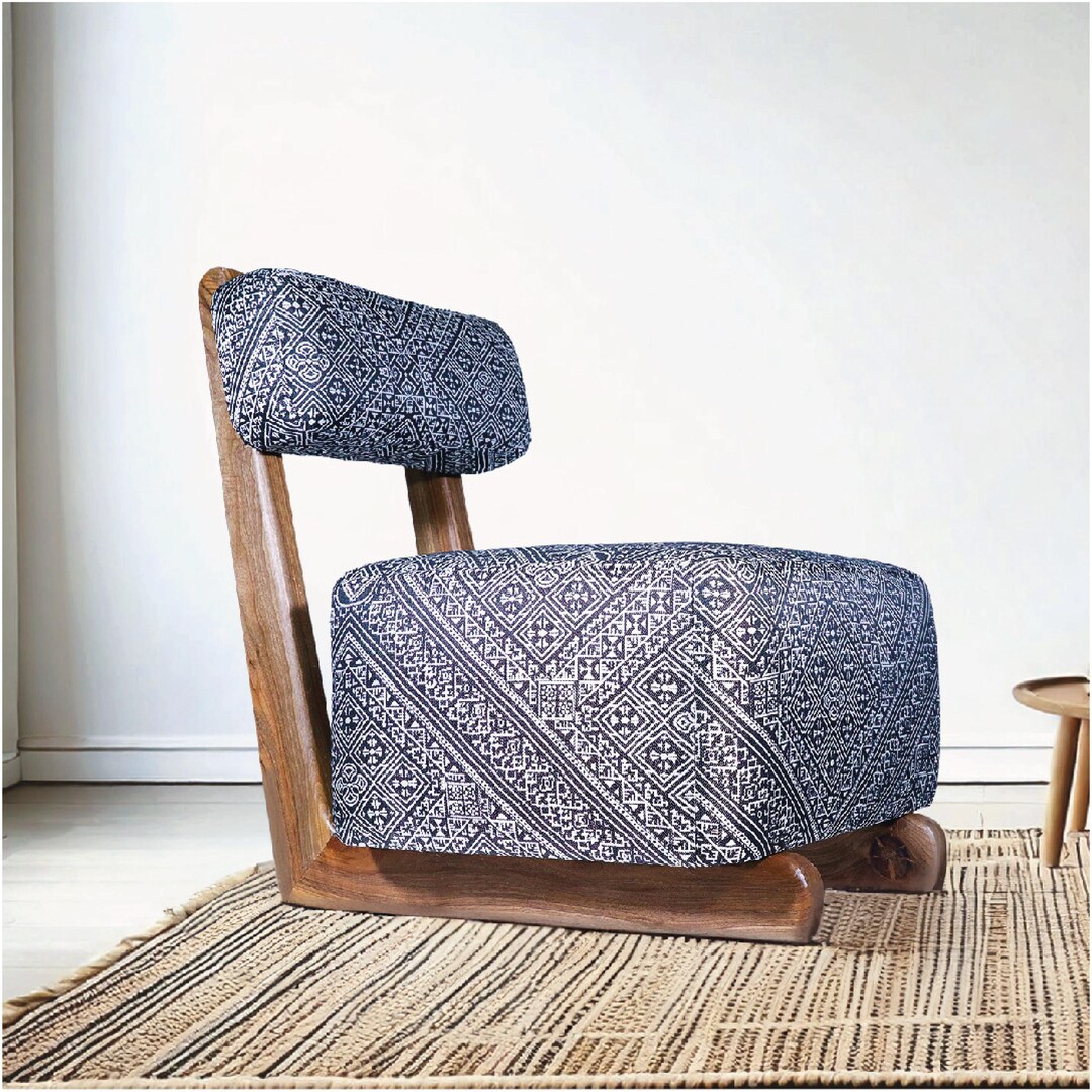 Hosting Decor Minimalist Walnut Wood Armless Chair, Lounge Chair, Long ...