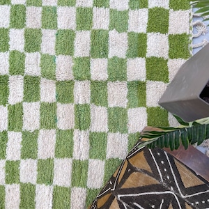 Green Checkered Rug Handmade Moroccan Shag Rug - Etsy