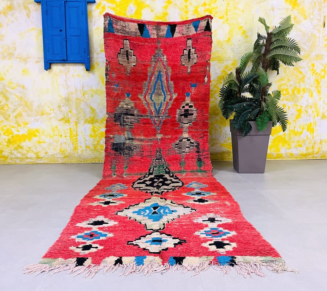 4x12 Red Unique Runner Rug - Hallway Runner Rug - Corridor Rug - Etsy