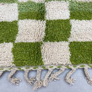 Green Checkered Rug Handmade Moroccan Shag Rug - Etsy