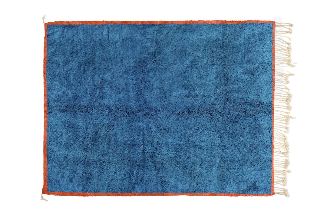 Azure Blue With Frame Rug - Custom Beni Ourain Moroccan Rug - Etsy