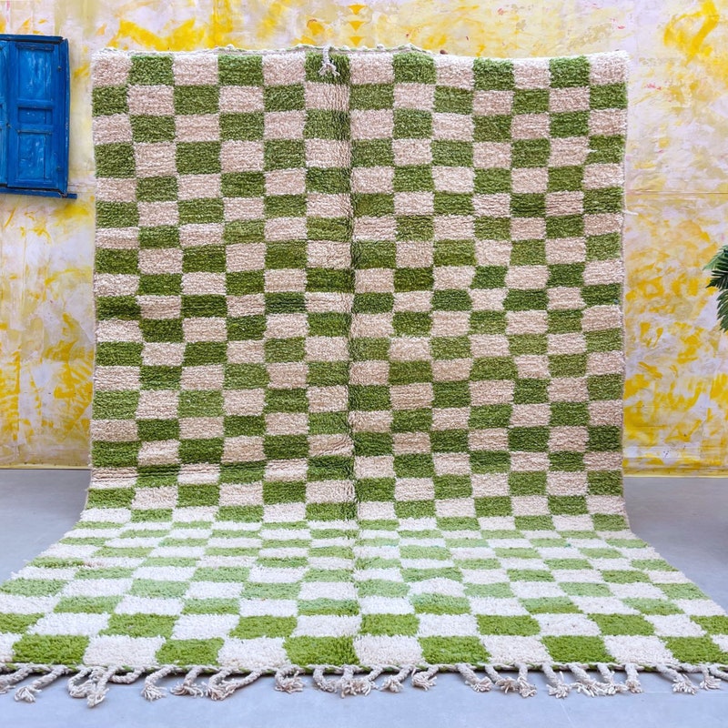 Green Gingham Area Rug - Etsy UK