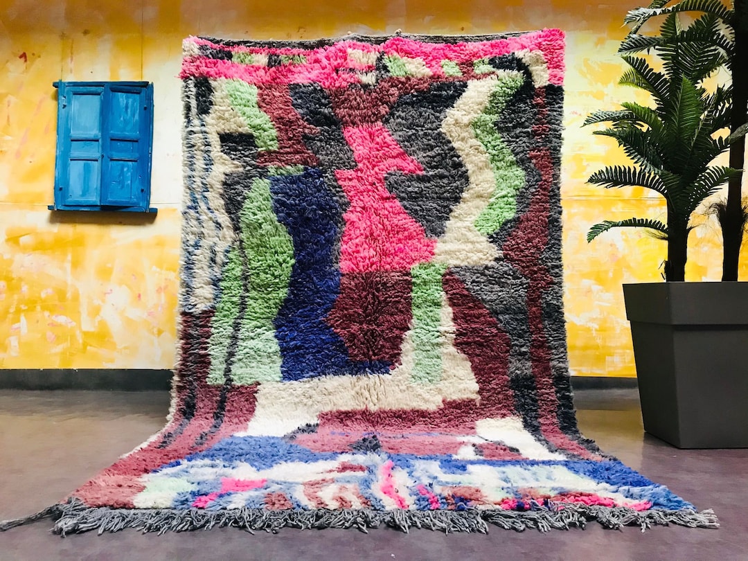 Unique Multicolor Moroccan Wool Rug 5x8 Authentic - Etsy