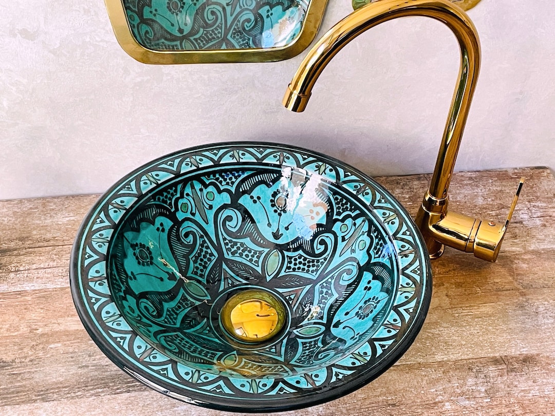 Hand Painted Vessel Sink, Sink Bowls, Hand Painted Ceramic Sink, Hand ...