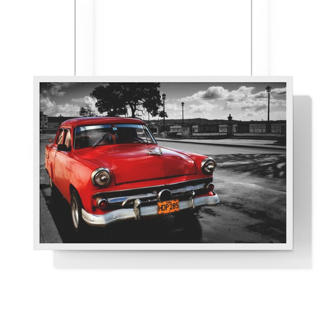 Retro Car Poster, Vintage Car, Premium Framed Horizontal Poster - Etsy