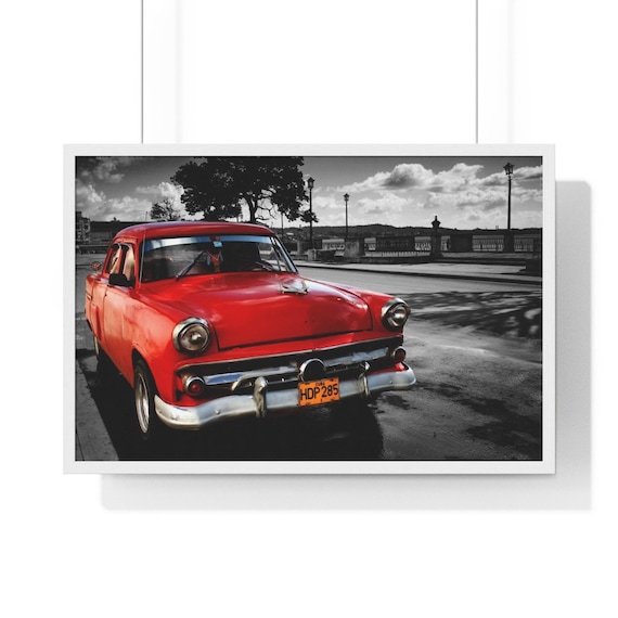 Retro Car Poster Vintage Car Premium Framed Horizontal - Etsy