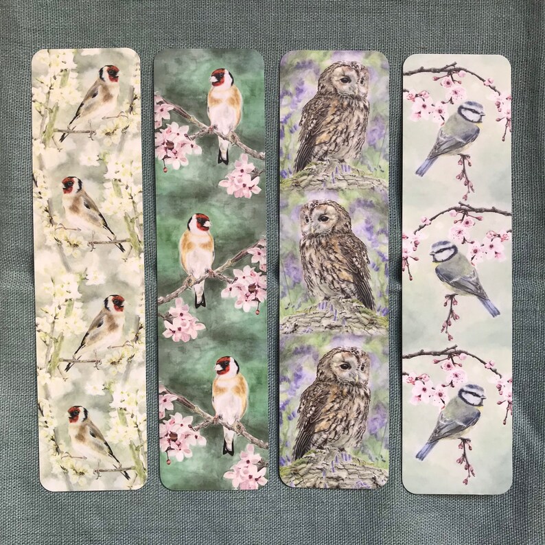Set of Six Art Bird Bookmarks - Etsy