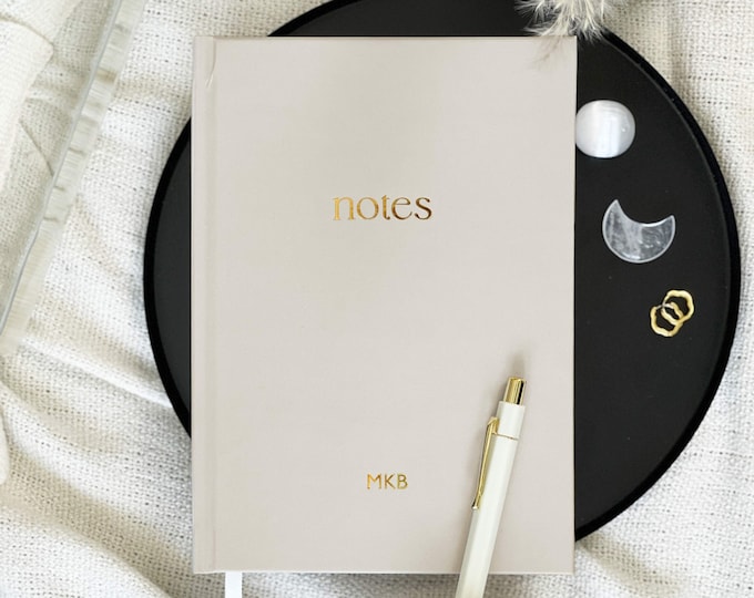 Minimal Personalised Hardcover Notebook | A5 Lined Journal, Taupe Cover ...