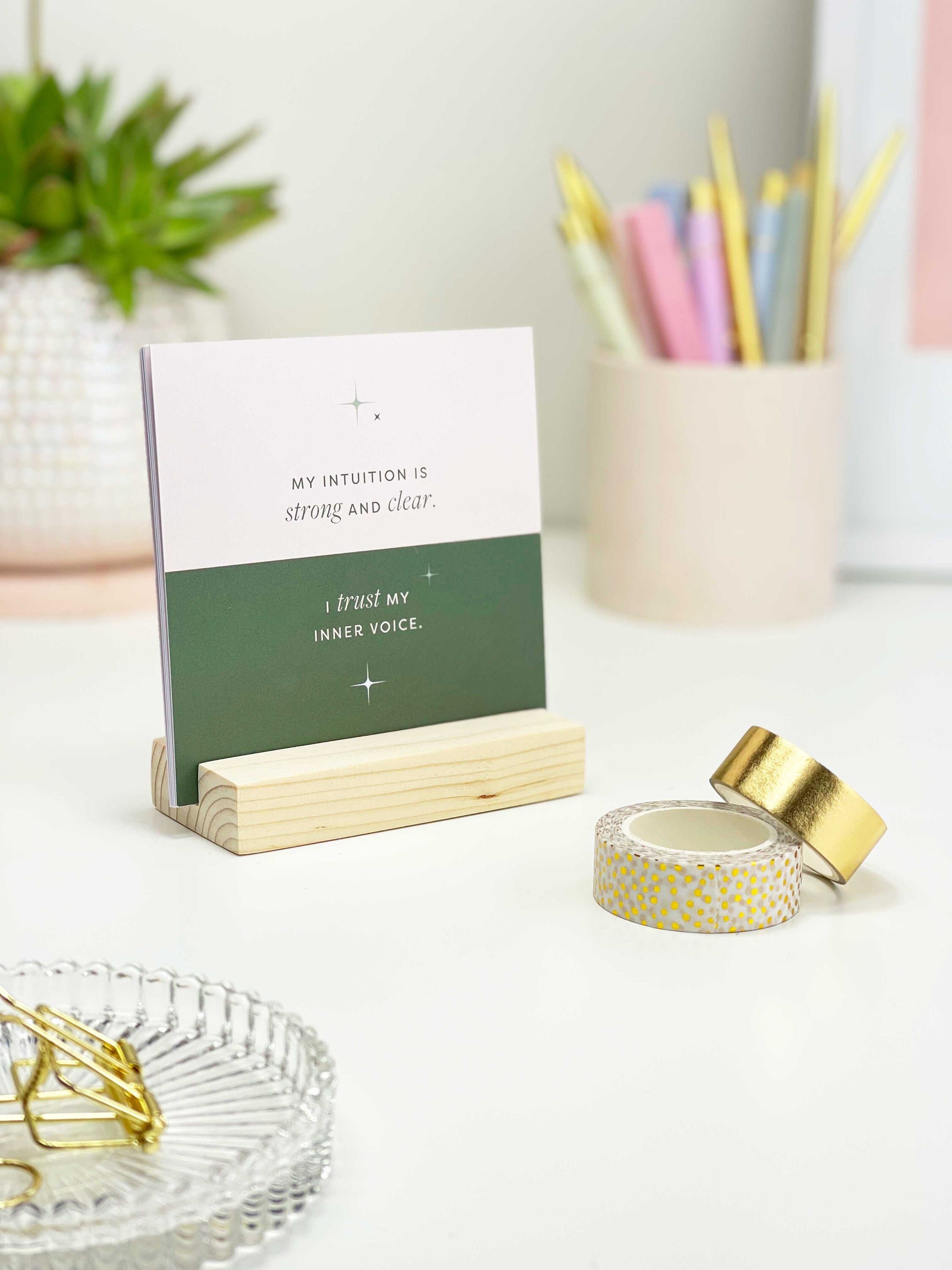 Positive Daily Affirmation Cards With Wood Holder | Inspirational ...