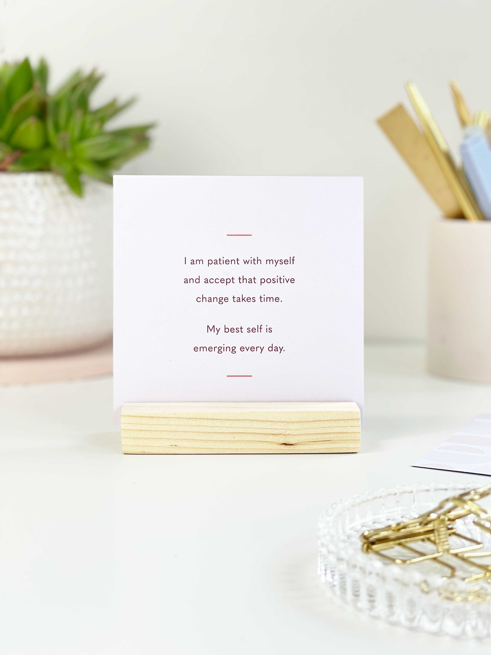 Positive Daily Affirmation Cards With Wood Holder | Inspirational ...