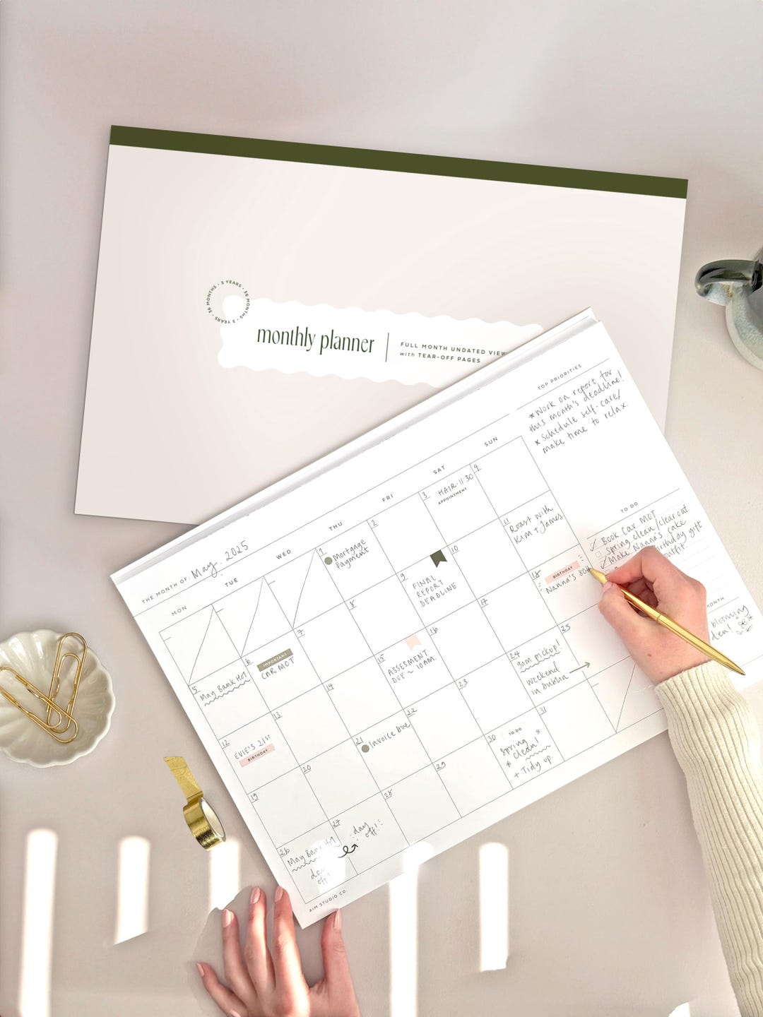 Monthly Planner Notepad: A3 or A4 Undated Tear-off Desk Pad - Etsy