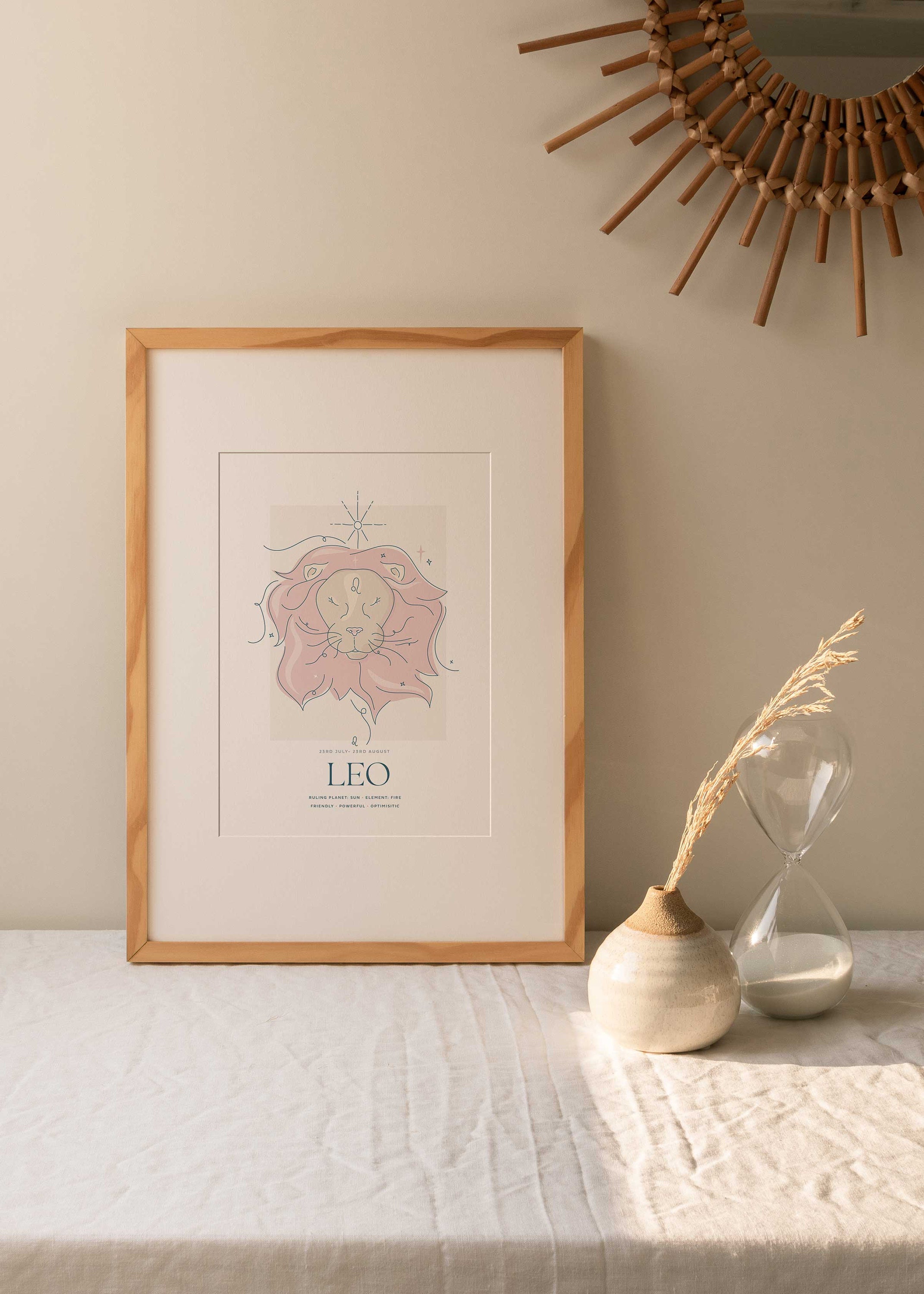 Leo Lion Star Sign A3 Print | Celestial Zodiac Gift, Illustrated Lion ...