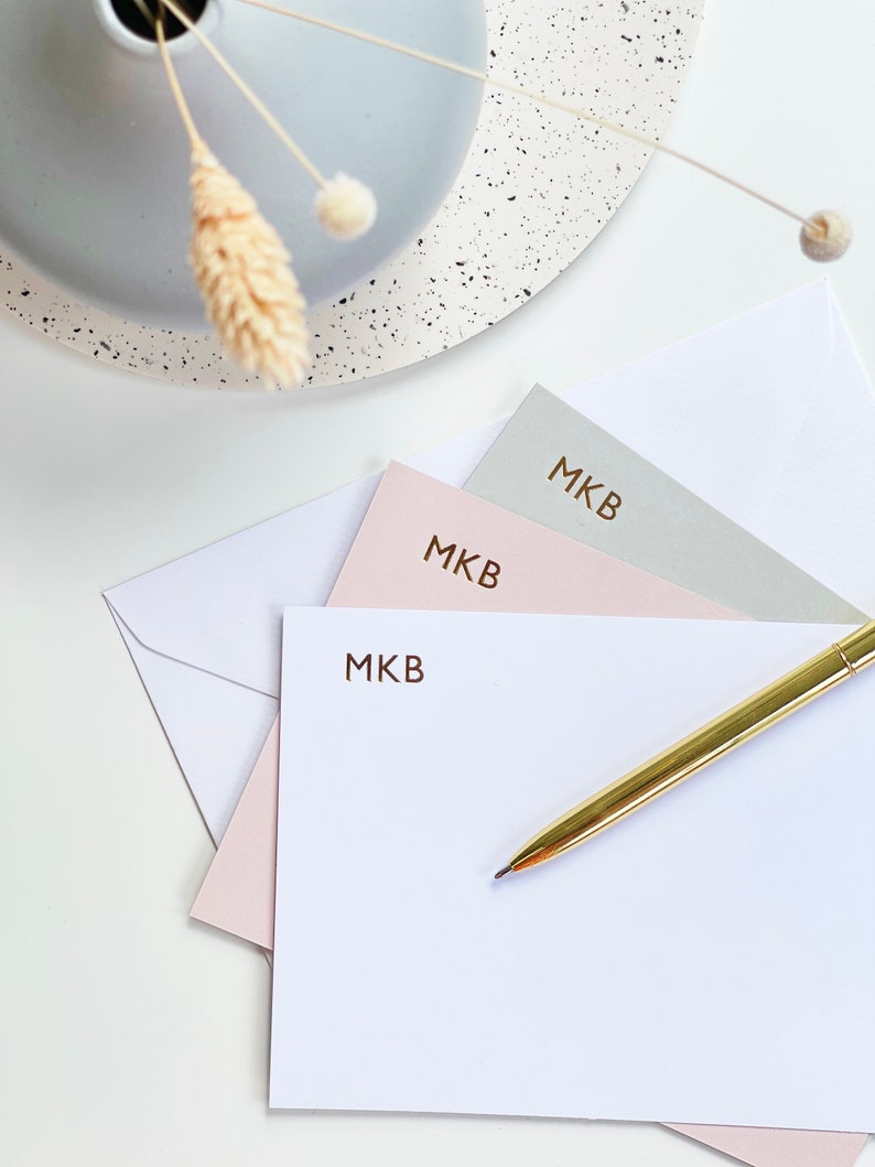 Personalised Note Cards Letterpress Notecard Set Monogram - Etsy UK
