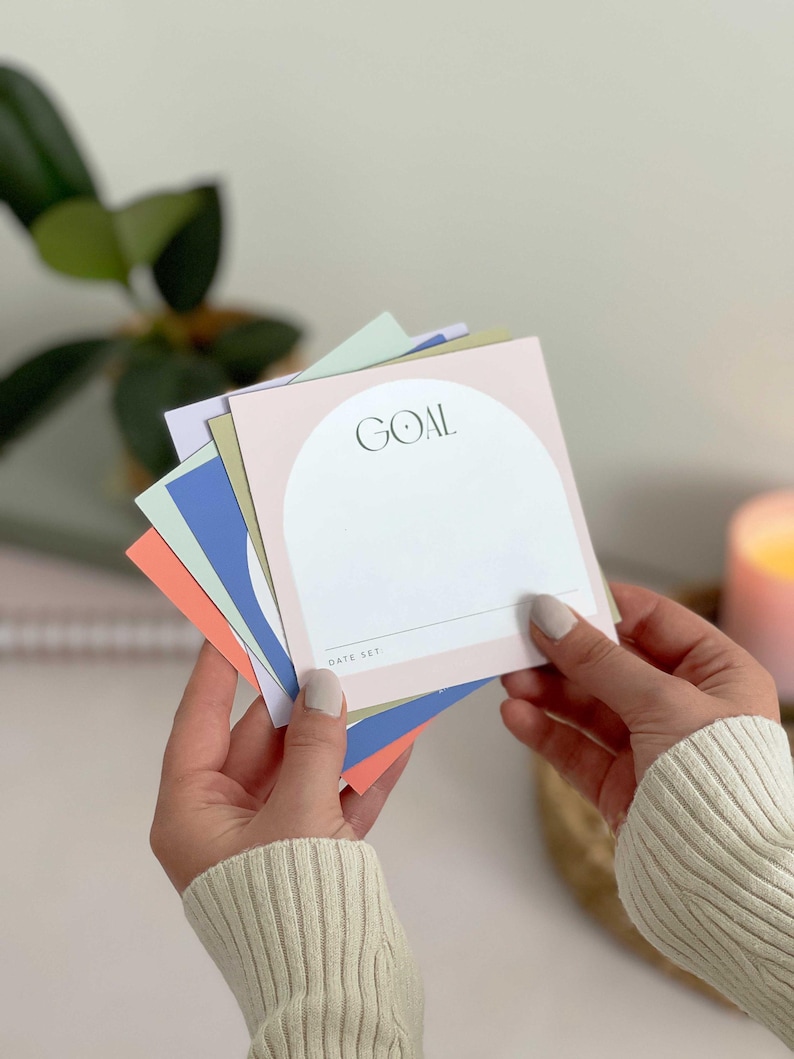 Goal Setting Cards: Personal Development Tool With Pine Wood Holder - Etsy