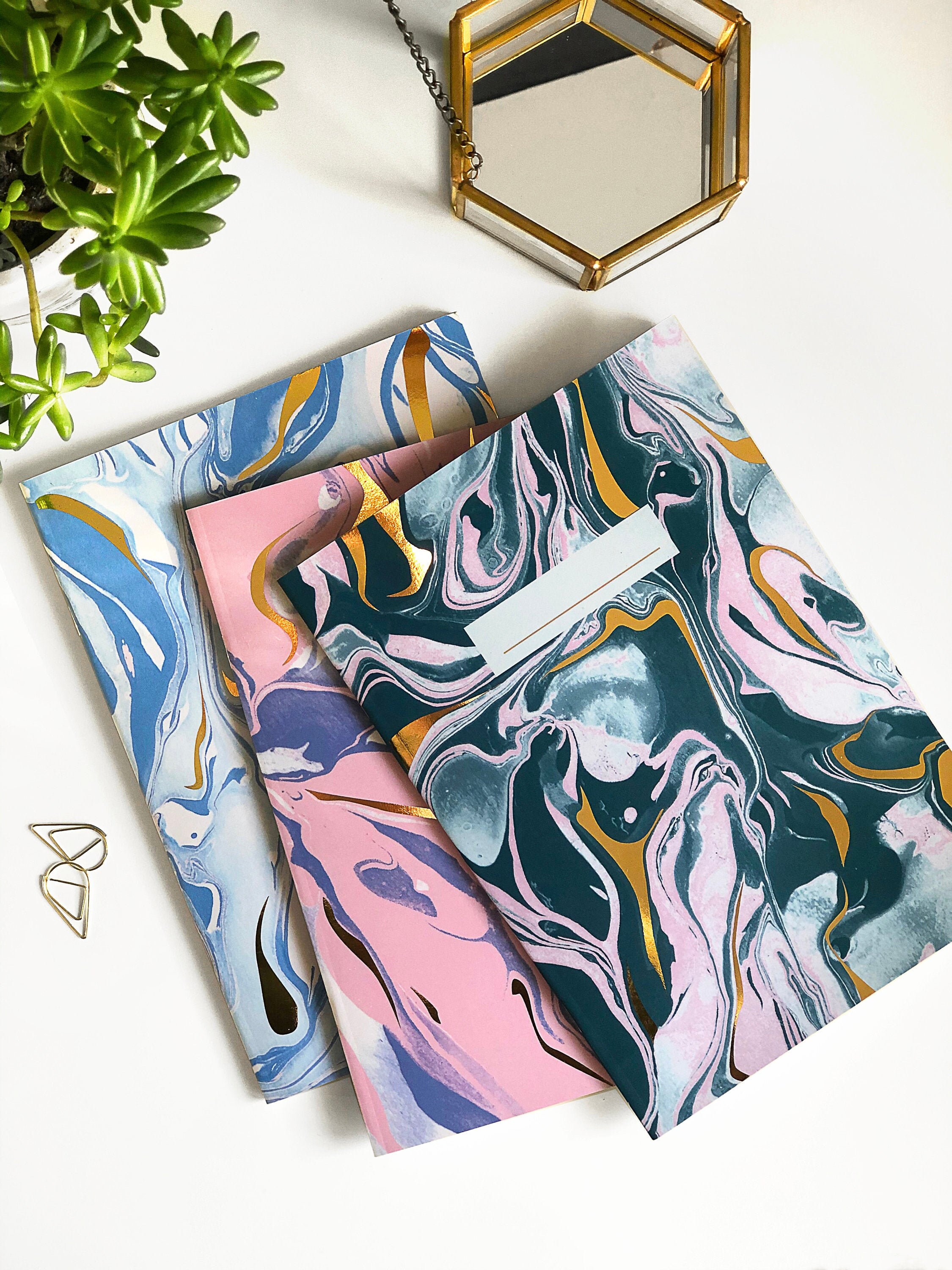 Pack of Three Gold Foiled Notebooks A5 Marbled Notepad | Etsy