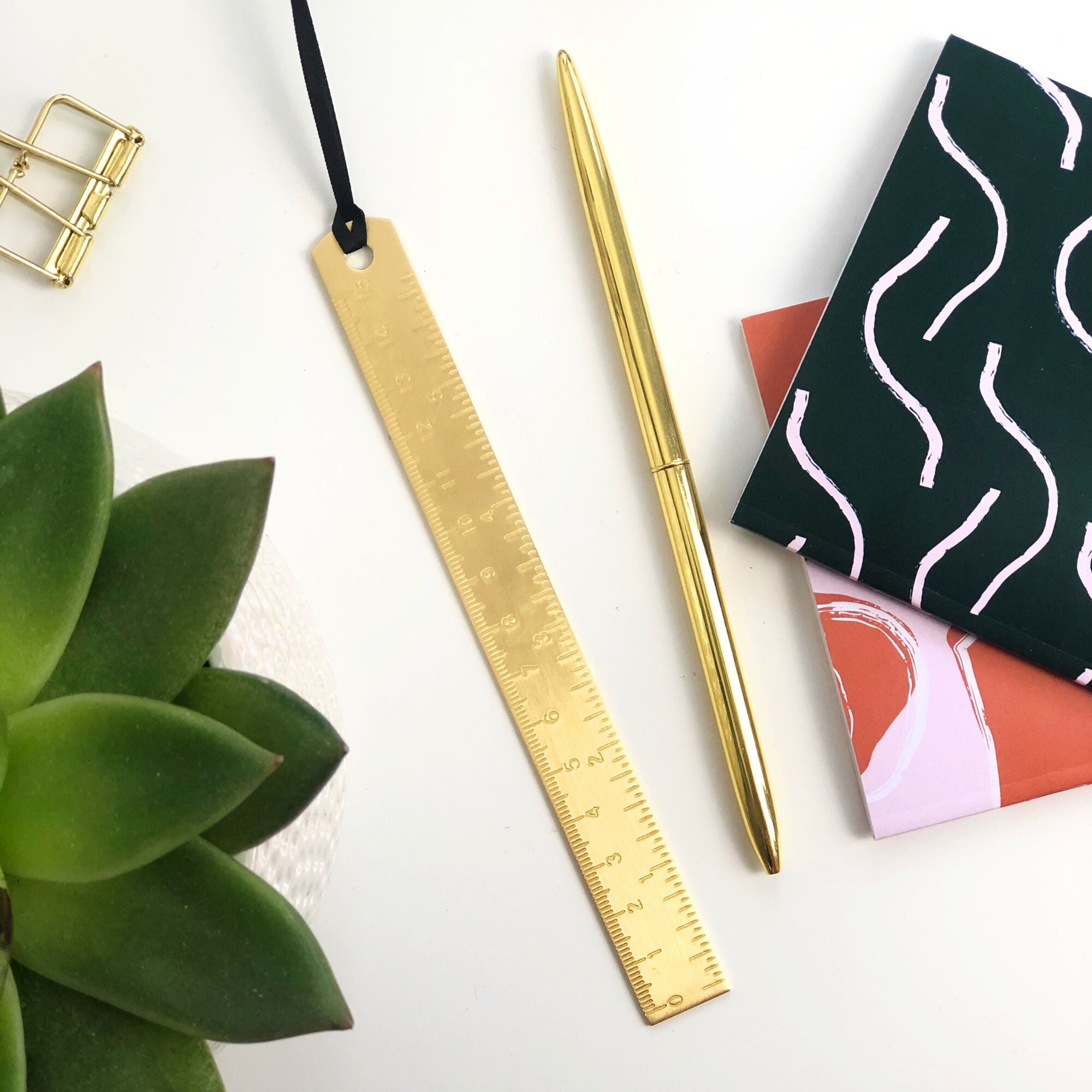 Gold Metal Ruler 15cm Brass Craft Measuring Ruler Gold Desk | Etsy