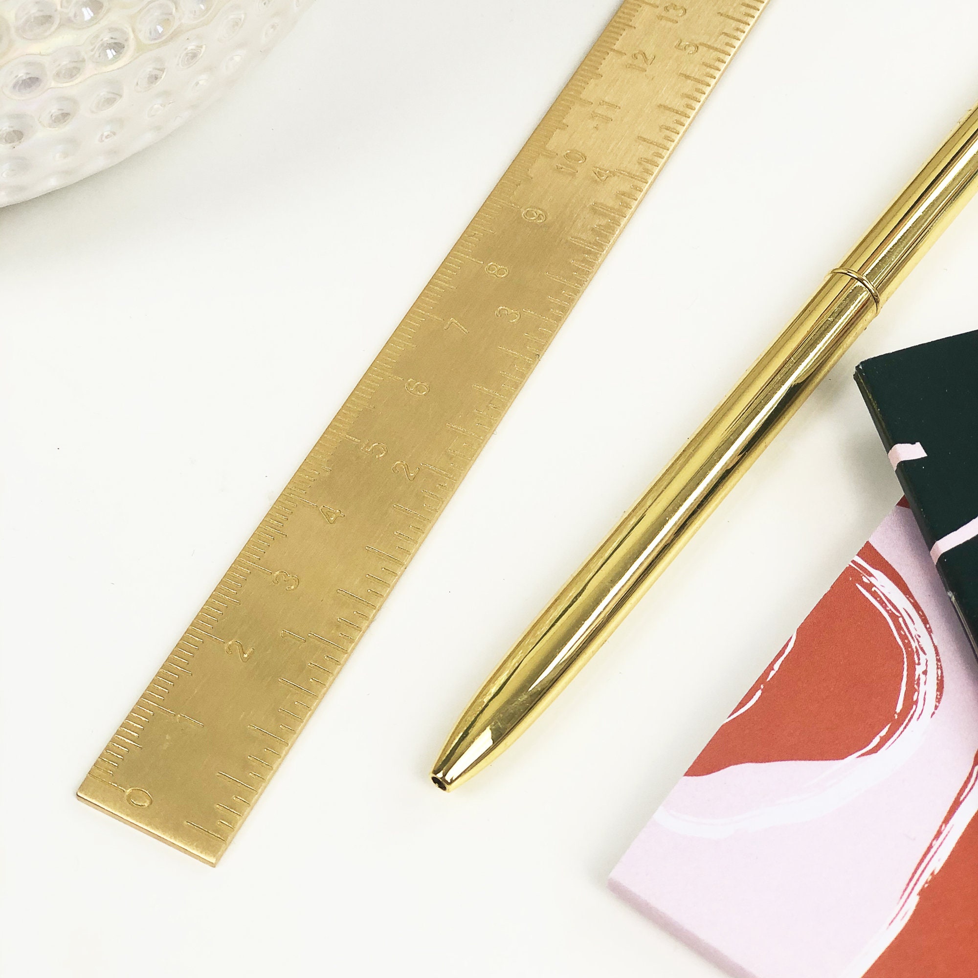 Gold Metal Ruler 15cm Brass Craft Measuring Ruler Gold Desk | Etsy