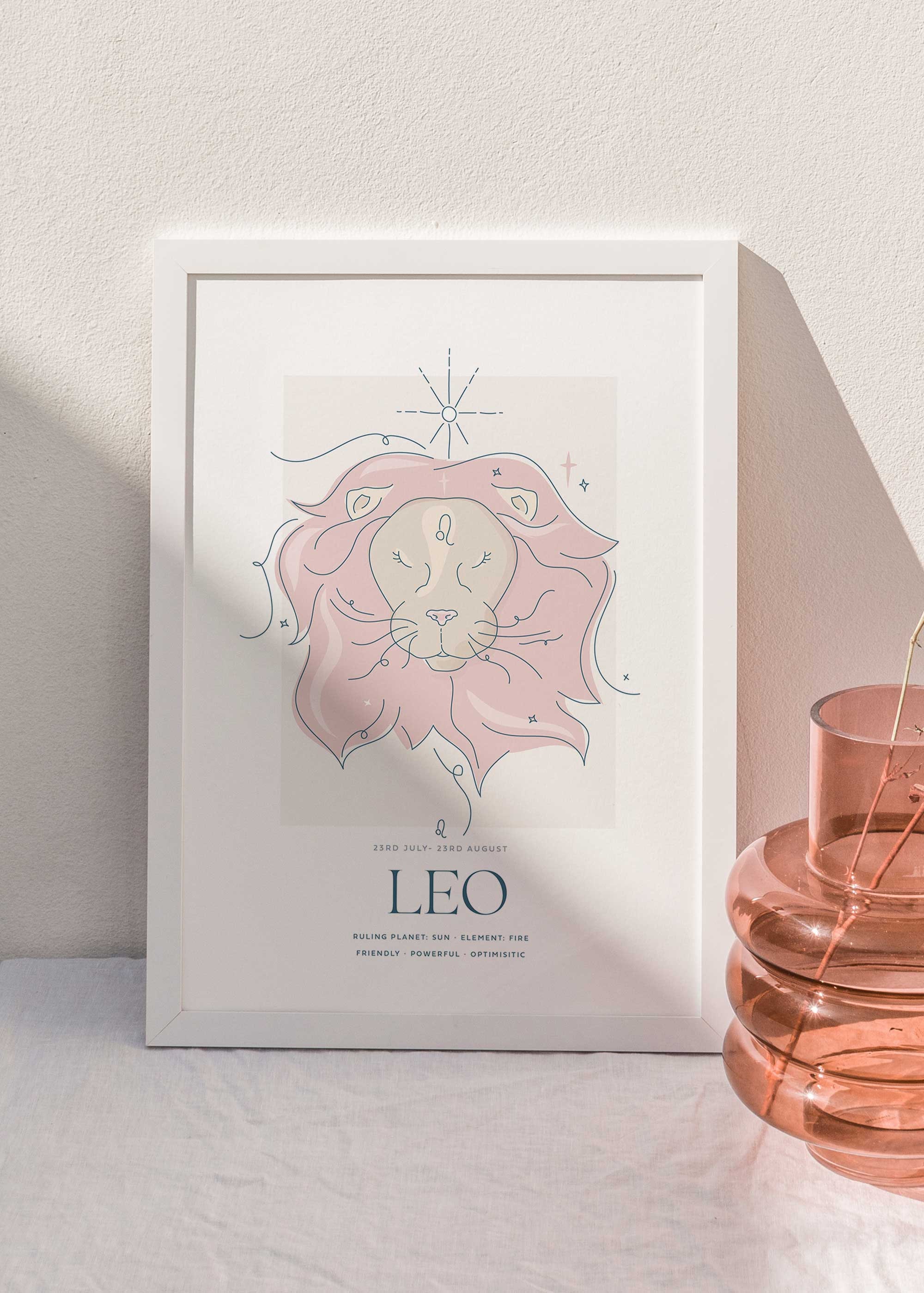 Leo Lion Star Sign A3 Print | Celestial Zodiac Gift, Illustrated Lion ...