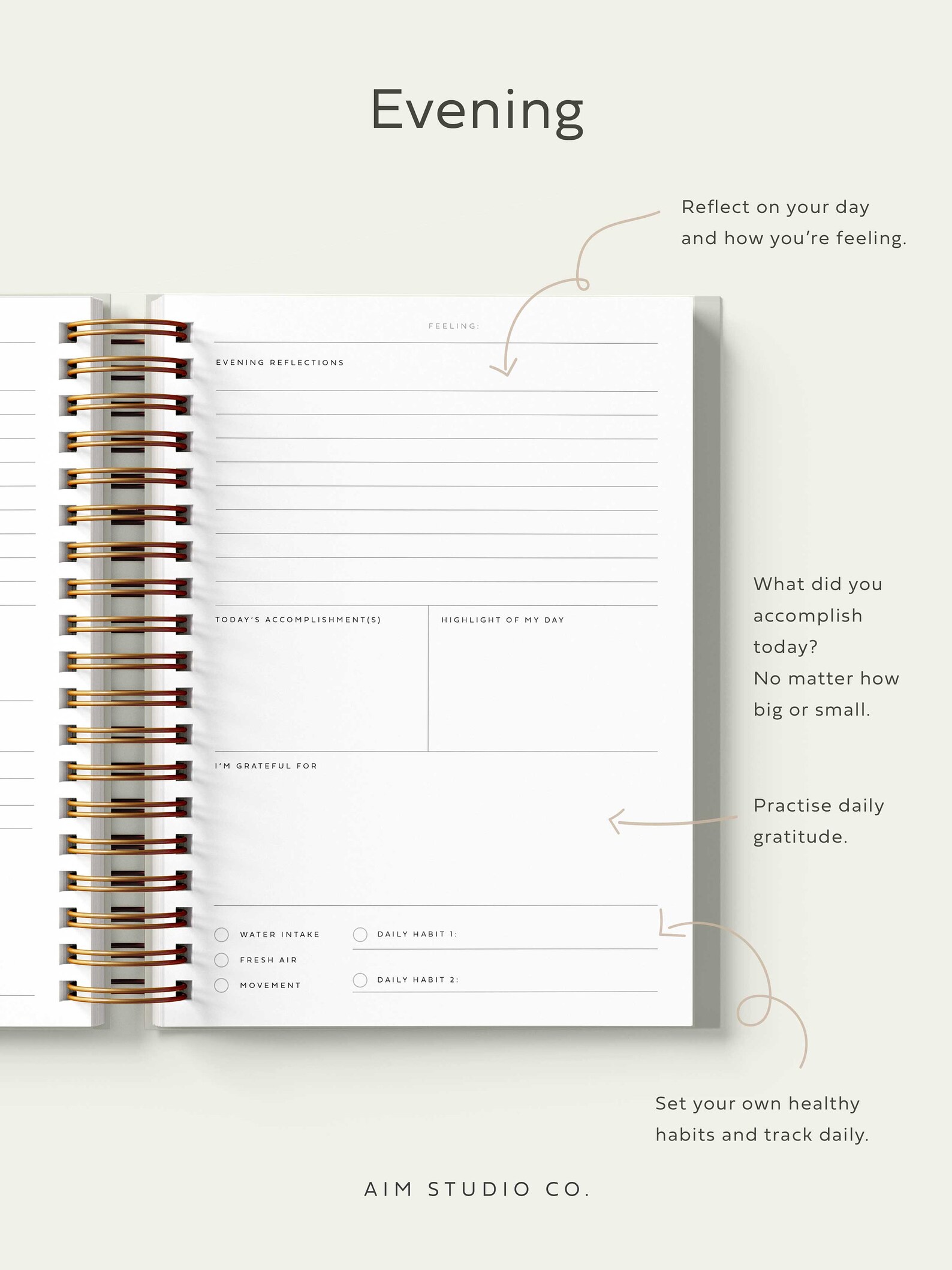 Personalised Daily Wellness Diary A5 Mindfulness Journal, Thoughts ...