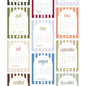2026 Desk Calendar With Wood Stand: Monthly View, Candy Stripe Design ...
