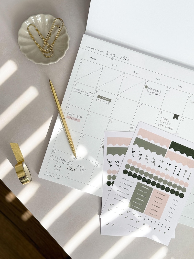 Monthly Planner Notepad: A3 or A4 Undated Tear-off Desk Pad - Etsy ...