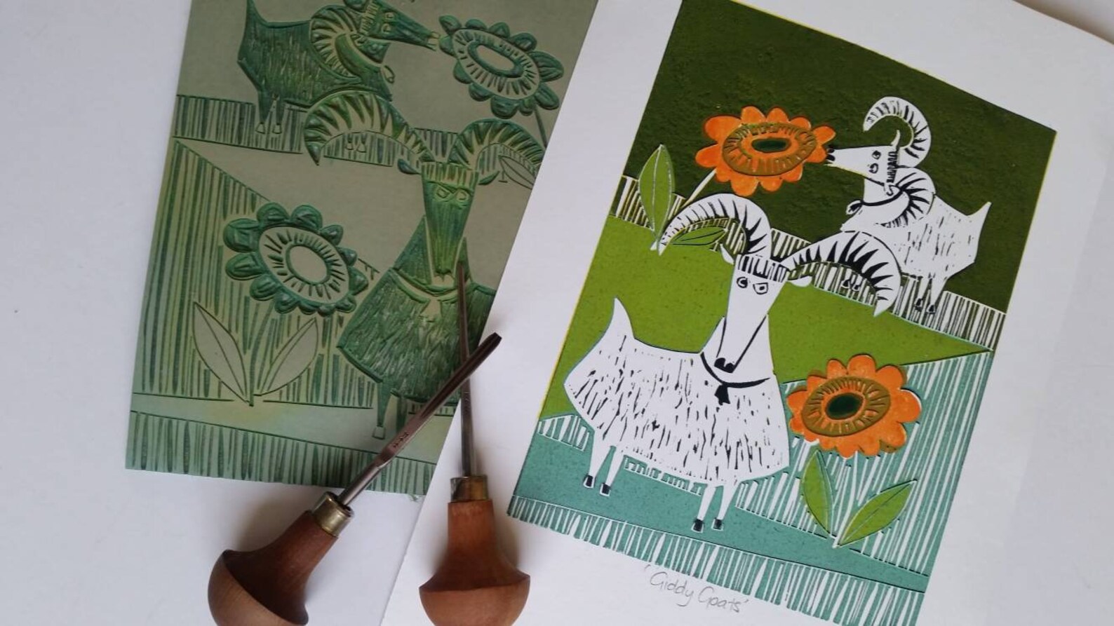Goat Print. Giddy Goats. Animal Print. Midcentury Print. Two - Etsy