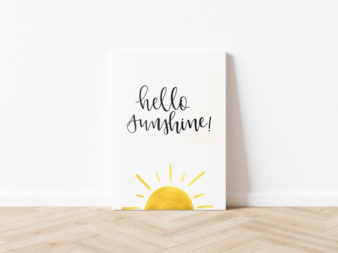 Hello Sunshine 8x10 Canvas Wall Sign | Handlettered Sign - Etsy