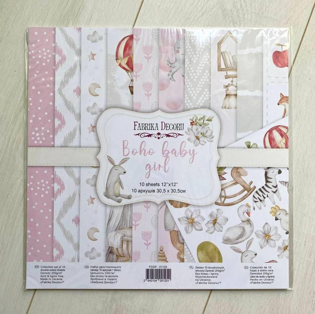 Fabrika Decoru "boho Baby Girl" Scrapbooking Paper Pad 12x12, Kids Junk ...
