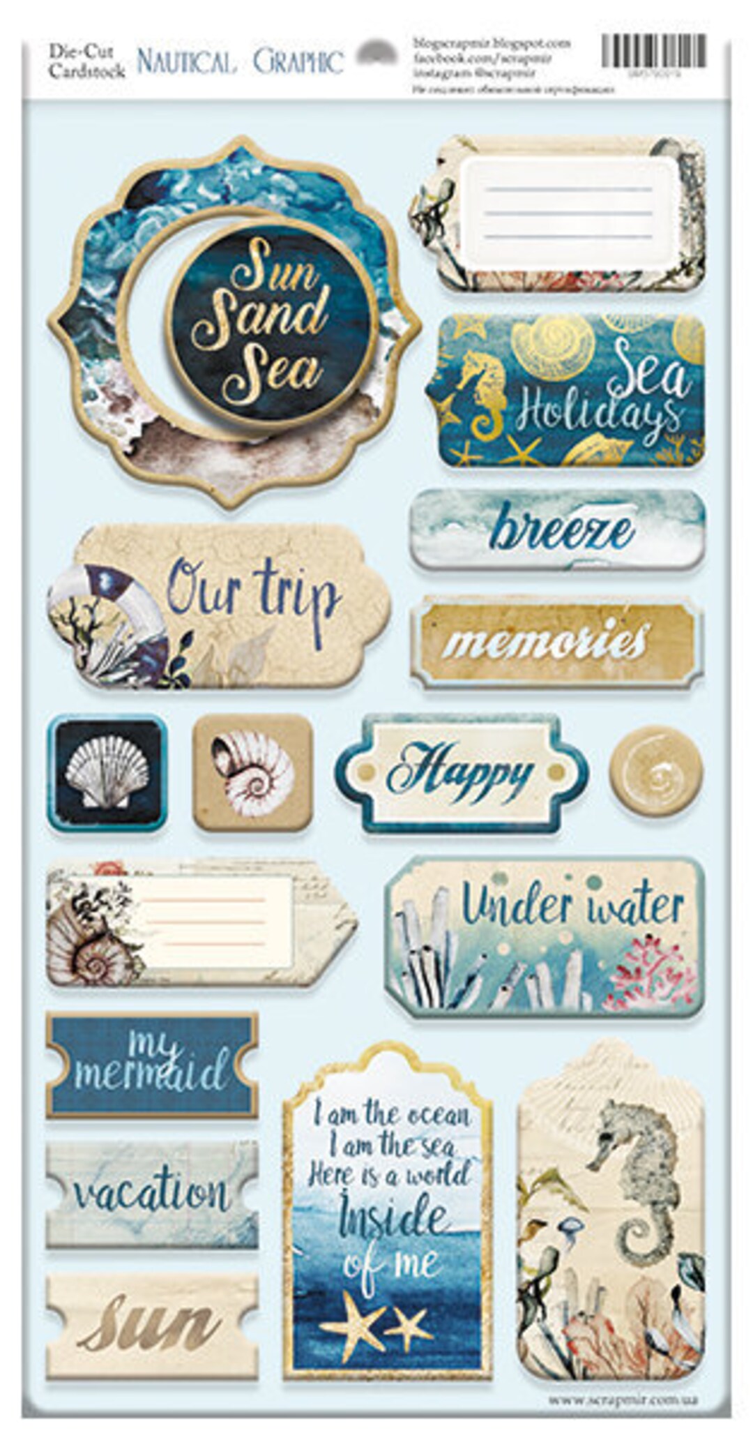Scrapmir Nautical Graphics Chipboard, Nautical Ephemera Pack, Sea ...