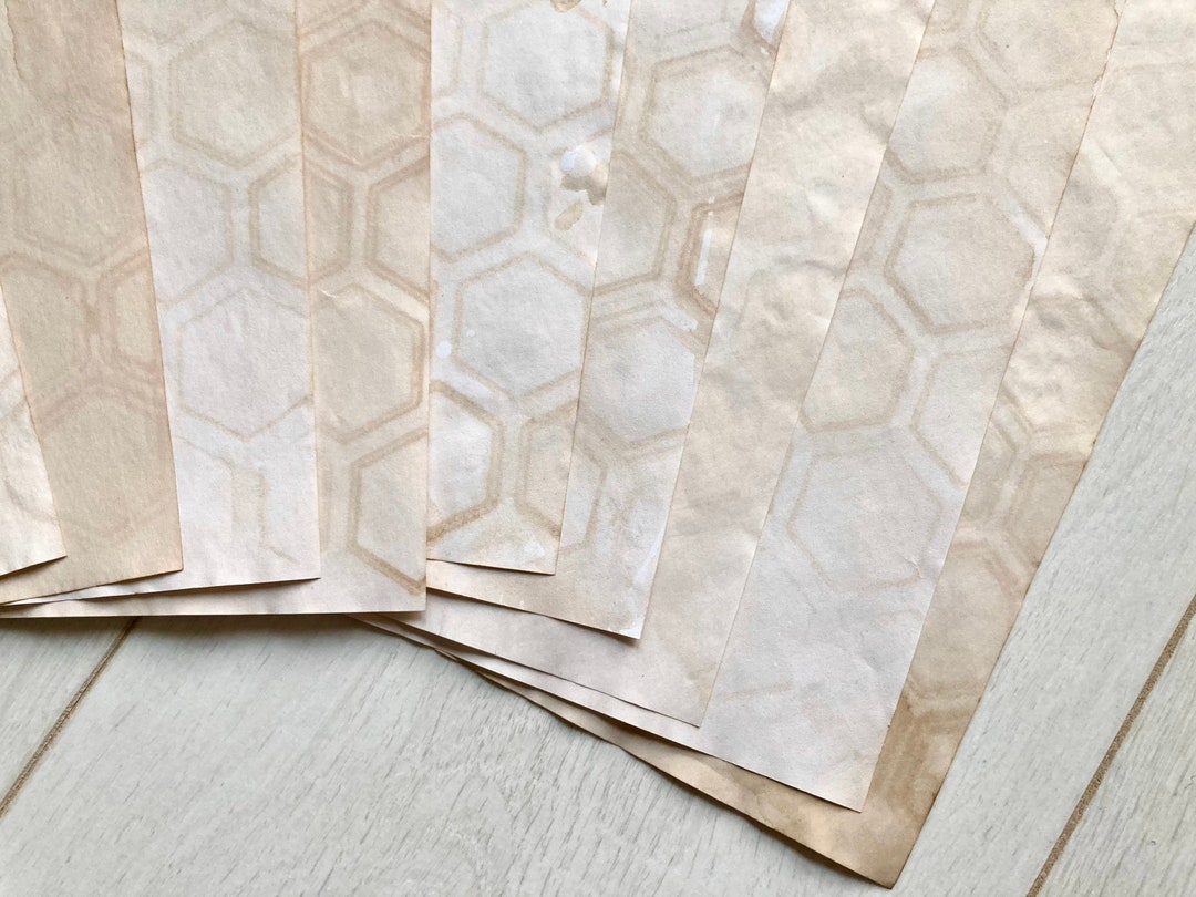 10 Sheets of Coffee Stained Paper A4, Tea Dyed Patterned Paper, Vintage ...