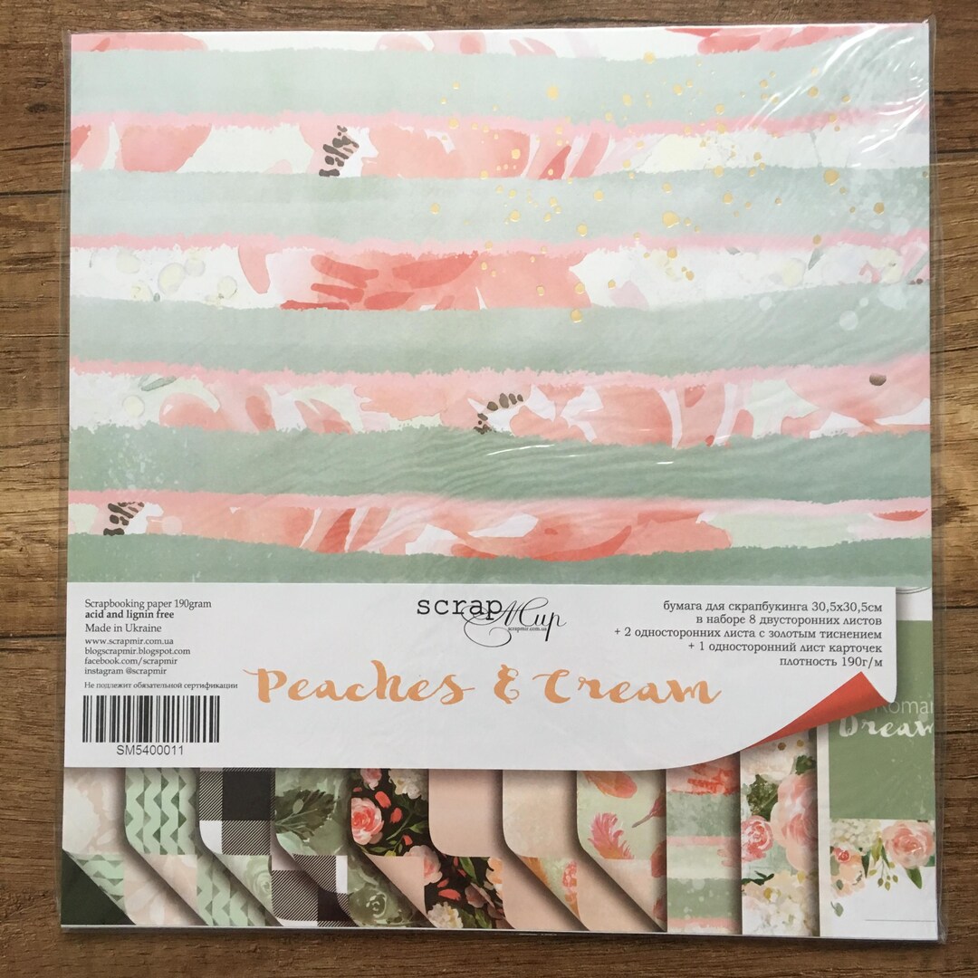 Romantic Scrapbook Paper Pad 12x12, Scrapmir Peaches and Cream ...