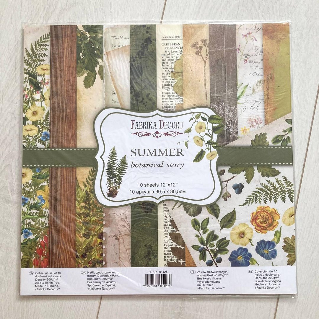 Fabrika Decoru Summer Botanical Story 12x12 Scrapbooking Paper Pad ...