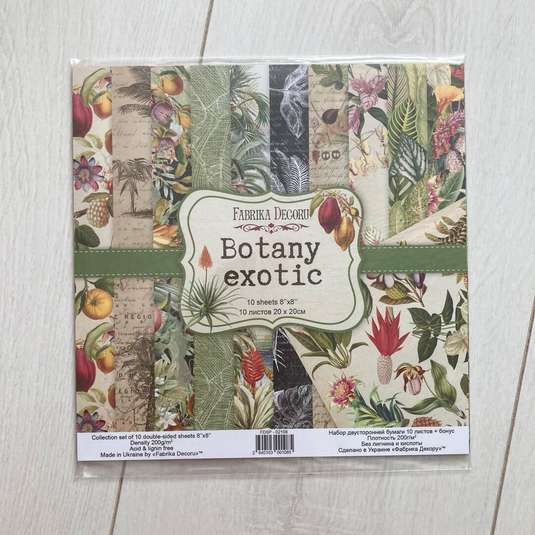 Fabrika Decoru Botany Exotic 8x8 Paper Pad, Tropical Flowers Scrapbook ...
