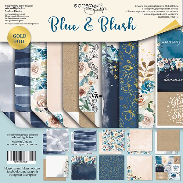 Blue Floral Scrapbook Paper Pack, Wedding Paper Pad 12x12, Scrapbook ...