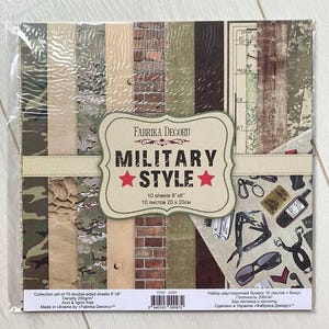 Fabrika Decoru Military Style 8x8 Paper Pad, Army Scrapbook Papers ...
