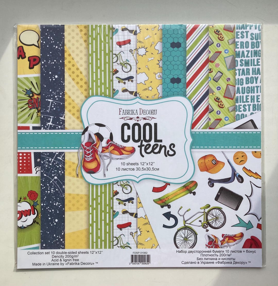 Fabrika Decoru Cool Teens 12x12 Scrapbook Paper Pad, Children Craft Kit ...