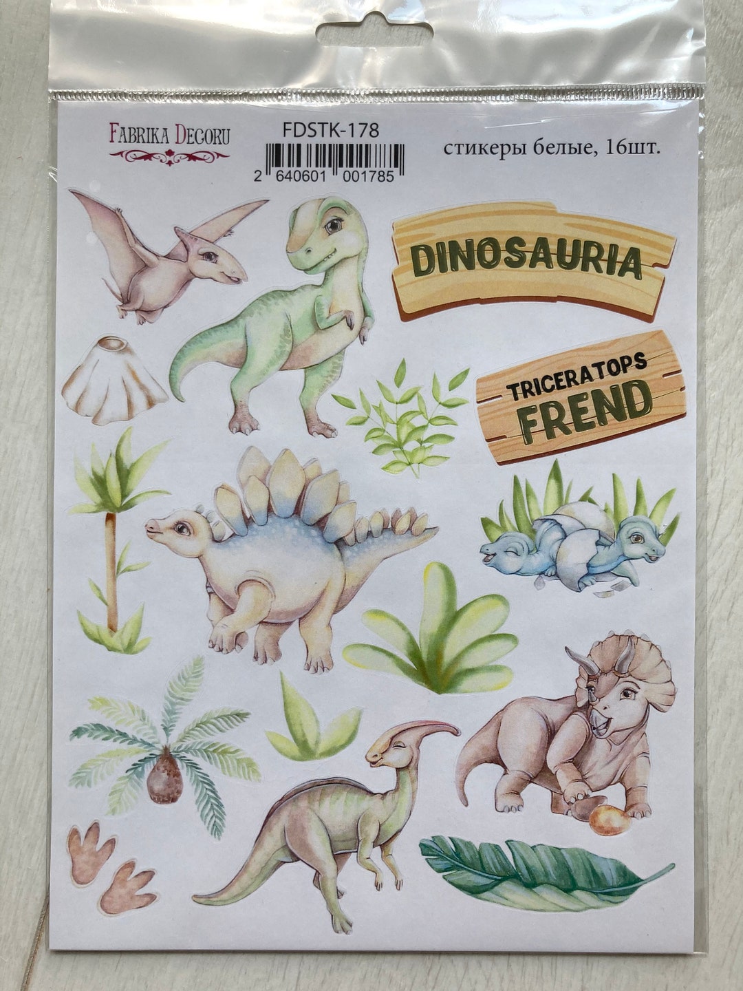 Fabrika Decoru Dinosauria Scrapbook Stickers Sheet, Dinosaur Stickers ...