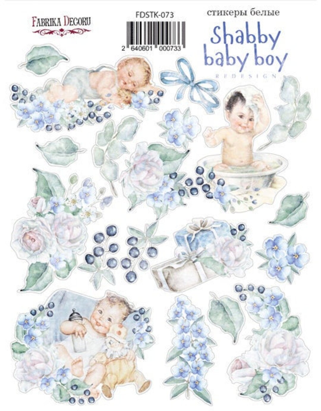 Fabrika Decoru Shabby Baby Boy Sticker Sheet, Victorian Children ...