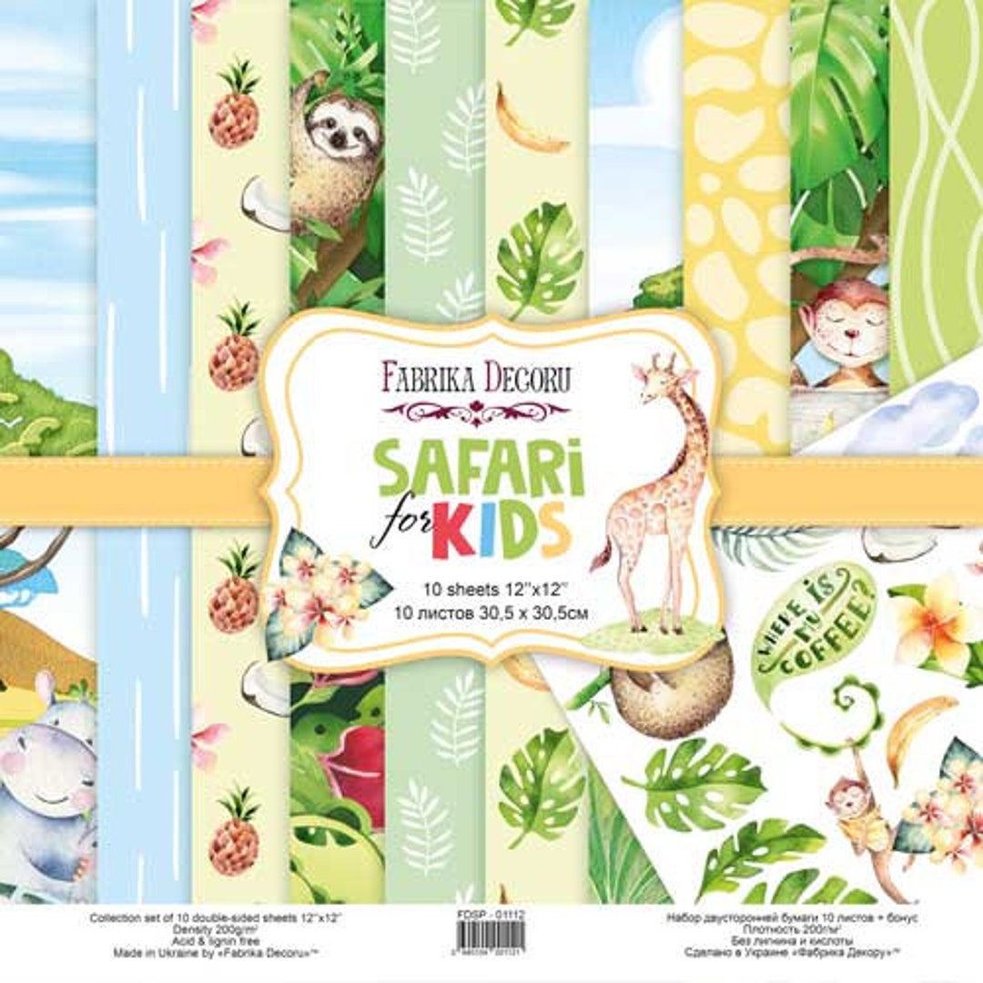 Fabrika Decoru safari for Kids 12x12 Paper Pad, NON DIGITAL Jungle ...