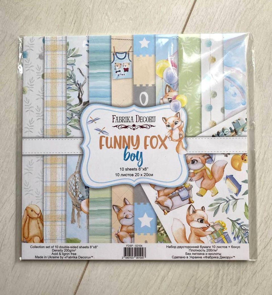 Fabrika Decoru Funny Fox Boy Scrapbooking Paper Pad 8x8, Nursery ...