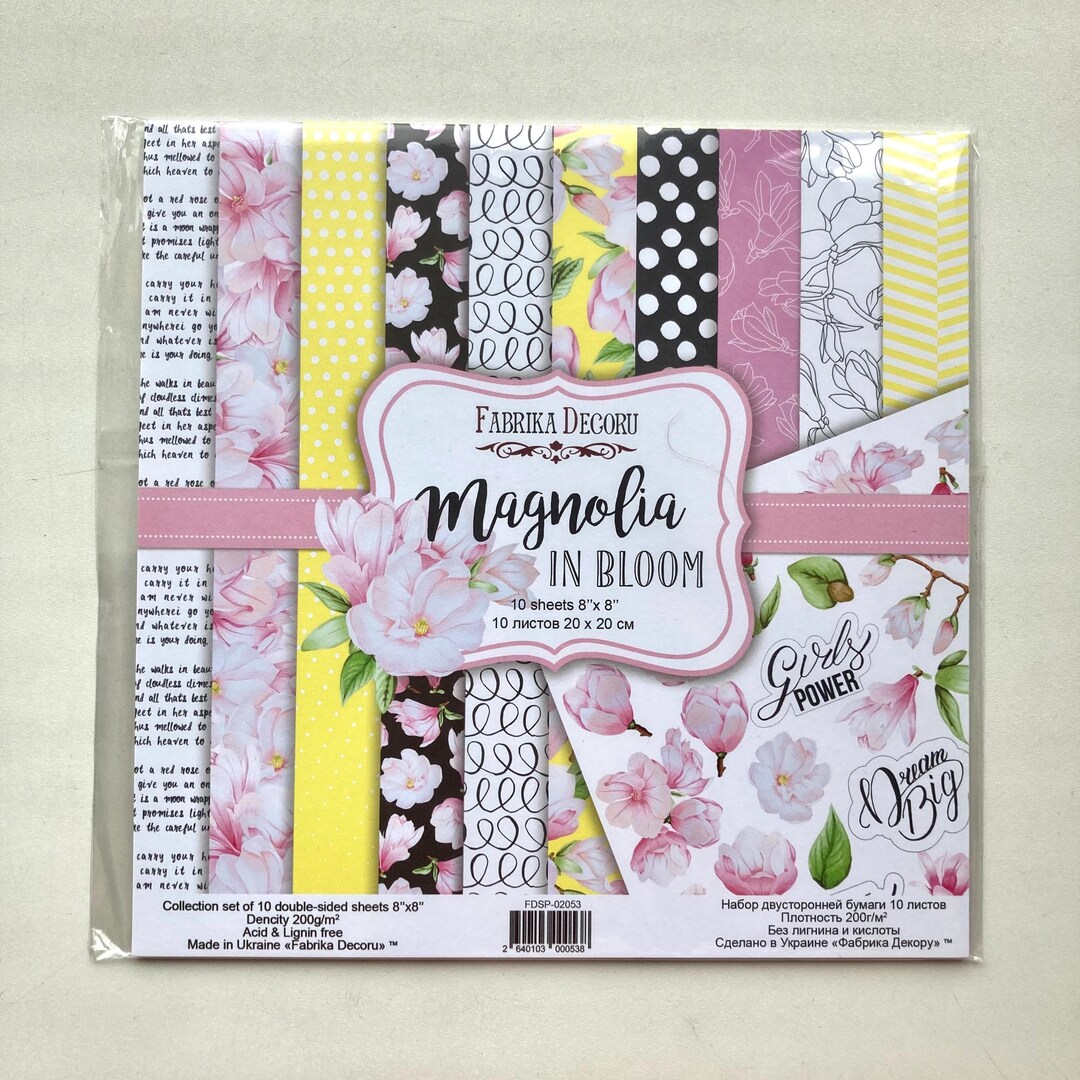 Fabrika Decoru "magnolia in Bloom" 8x8 Scrapbooking Paper Pack, Floral ...
