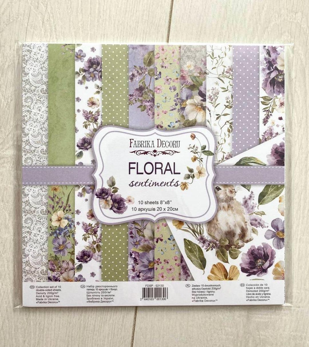 Fabrika Decoru Floral Sentiments Purple Scrapbooking Paper Pad 8x8 ...