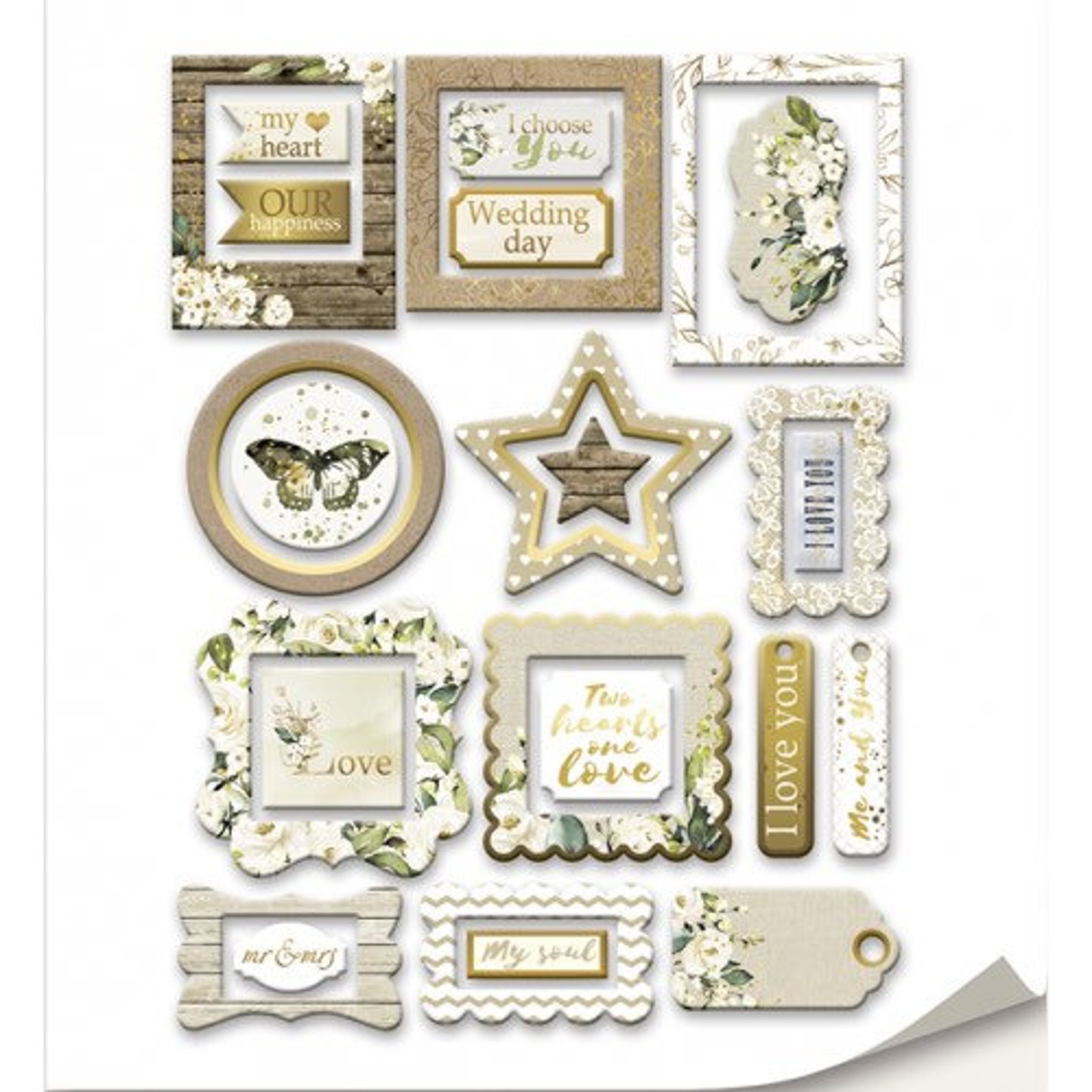 Scrapmir Tenderness Collection, Wedding Ephemera Pack, Frames and Tags ...