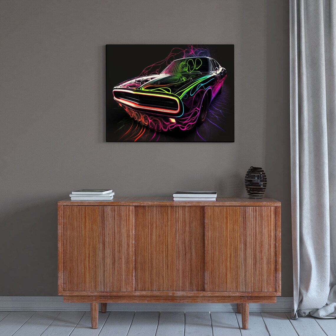 Abstract Neon Art Digital Download of Ford Mustang, Dodge Charger and ...