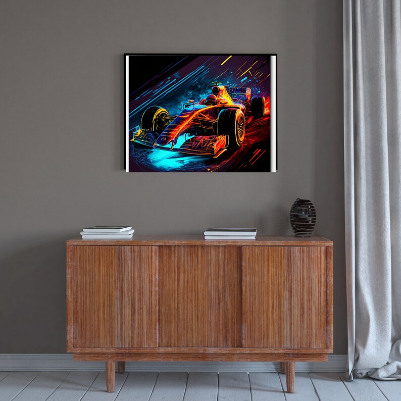 Printable Ferrari F1, Formula One Racing Abstract Neon Art Instant ...