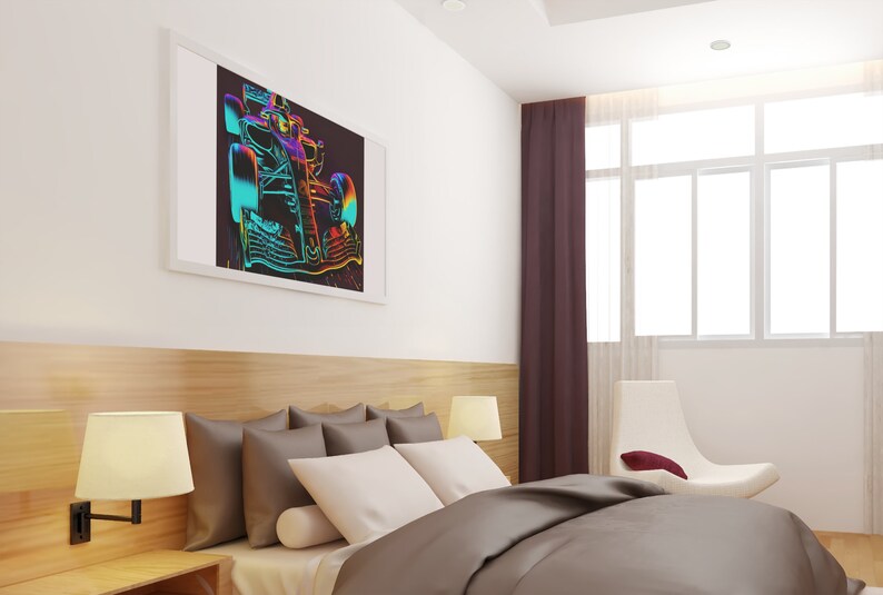 Printable Ferrari F1, Formula One Racing Abstract Neon Art Instant ...