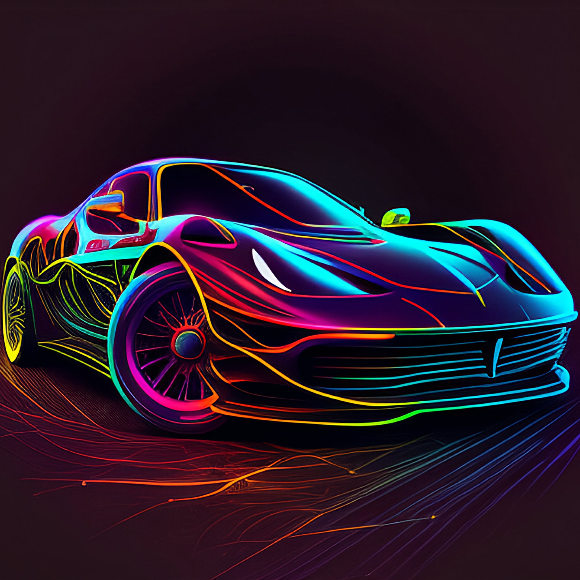 Printable Ferrari Digital Print Abstract Neon Art Instant Download ...