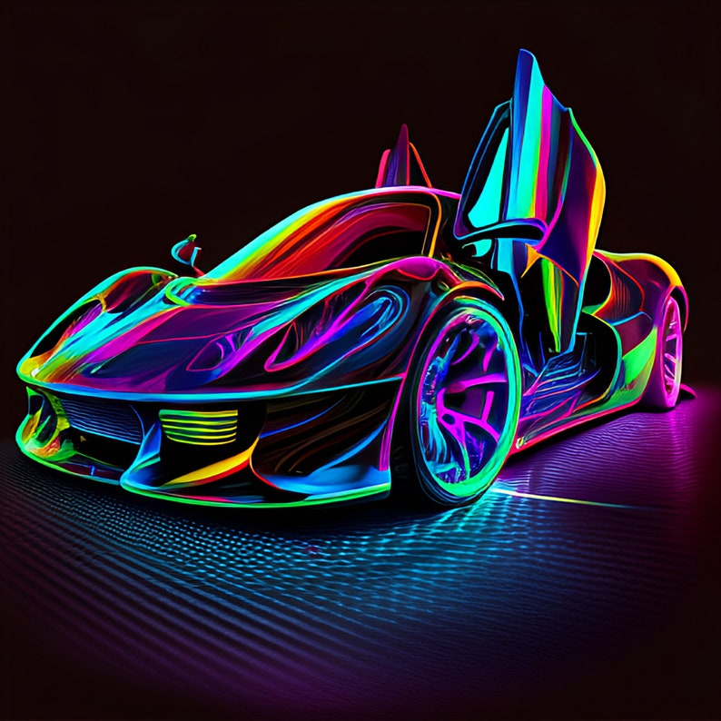 Printable Ferrari Digital Print Abstract Neon Art Instant Download ...
